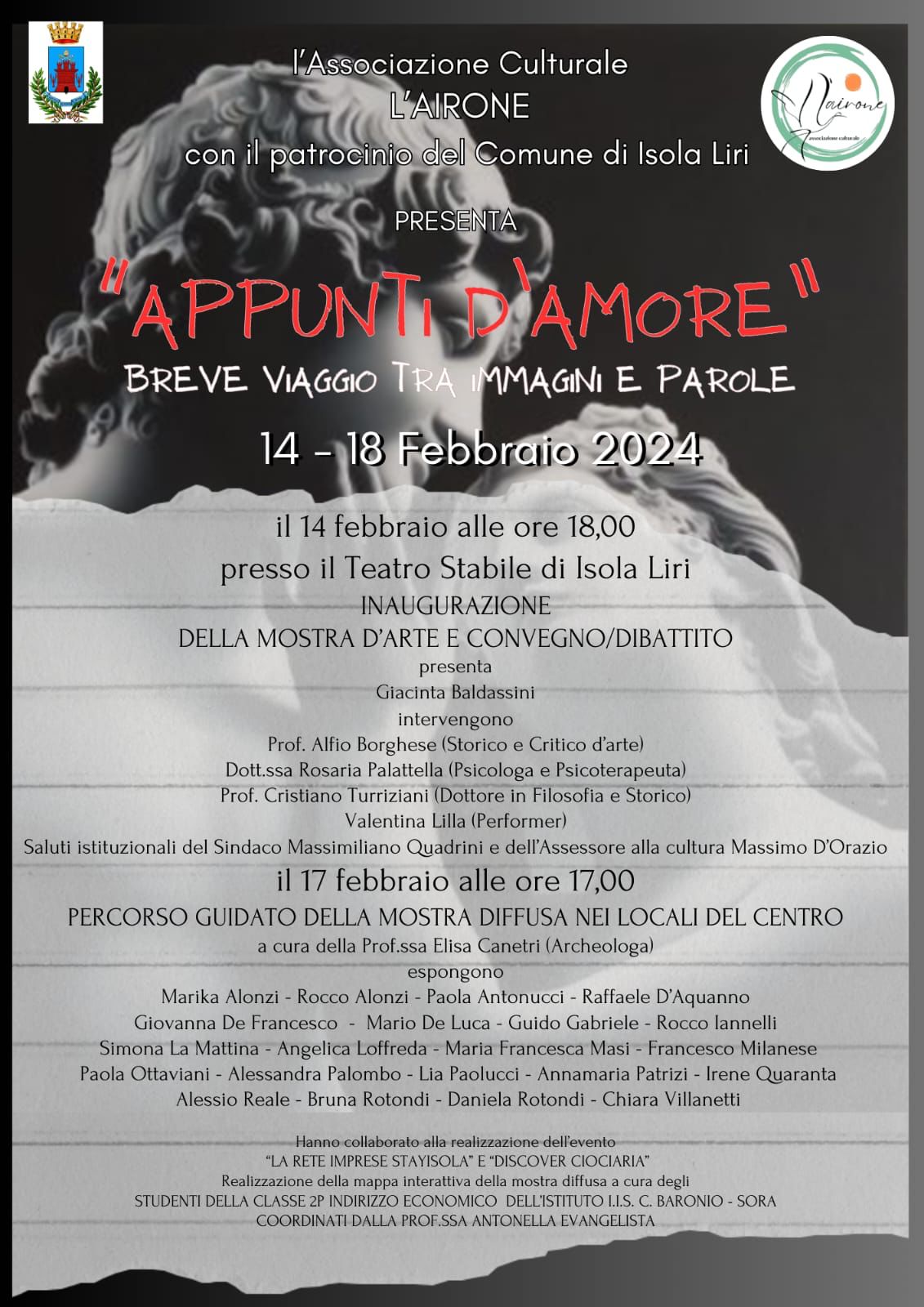 ISOLA DEL LIRI - Appunti d'amore: la mostra d'arte dell'associazione L'Airone - Il Giornale Nuovo.it