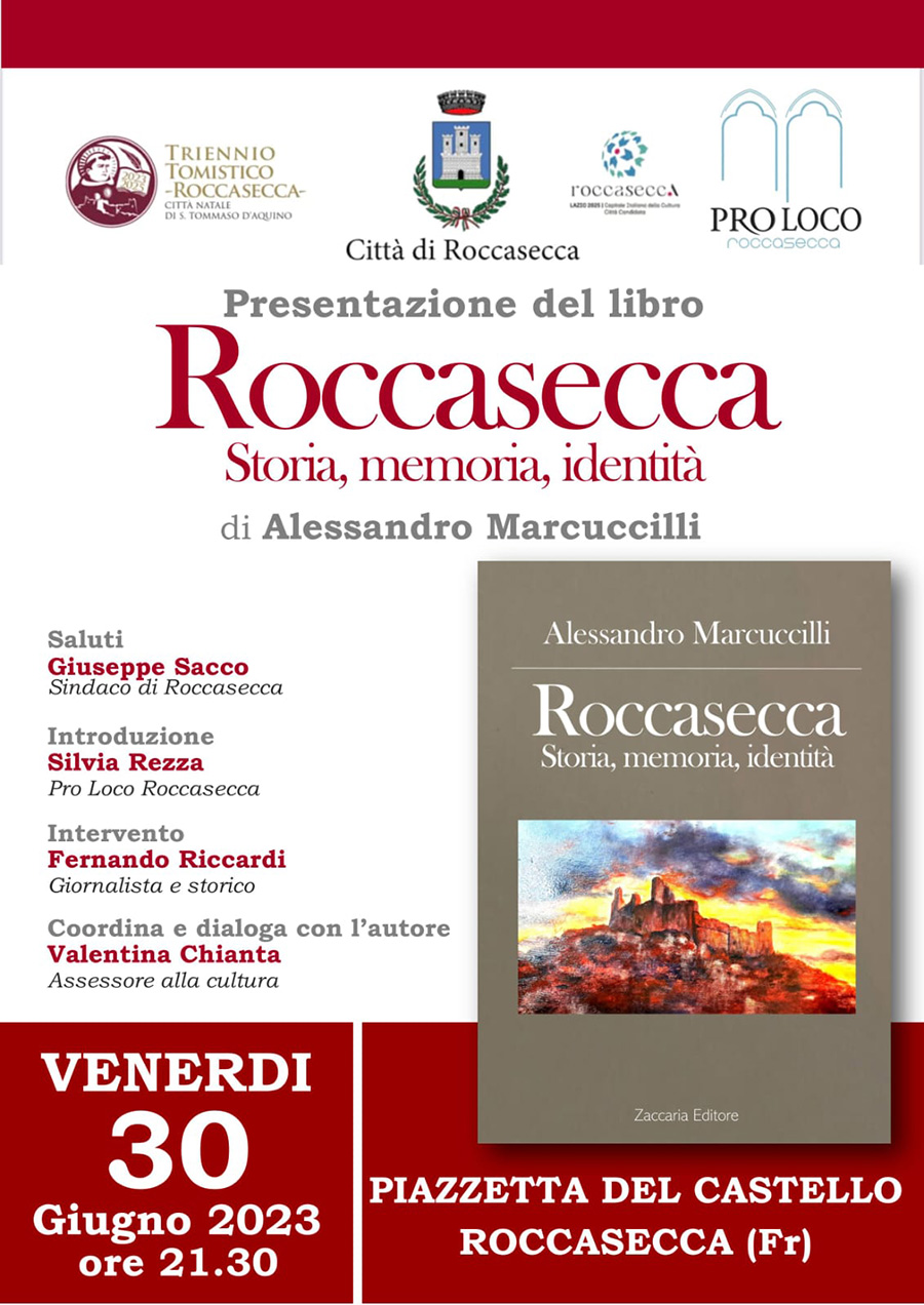 ROCCASECCA - Storia, memoria e identità cittadina: il libro di debutto ...